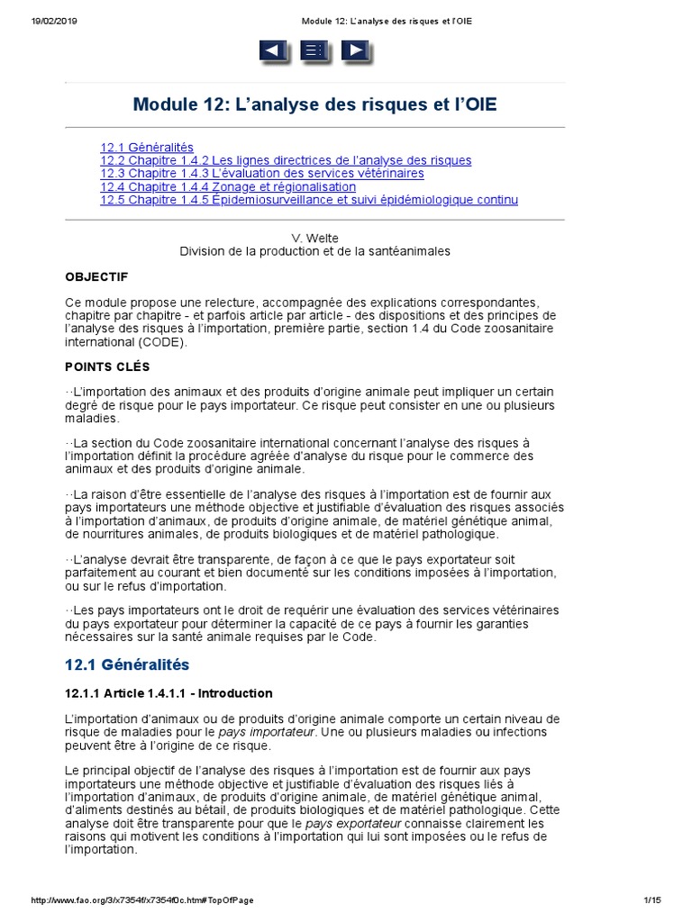 Module 12 - L'analyse Des Risques Et l'OIE | PDF | Risque | Gestion des risques