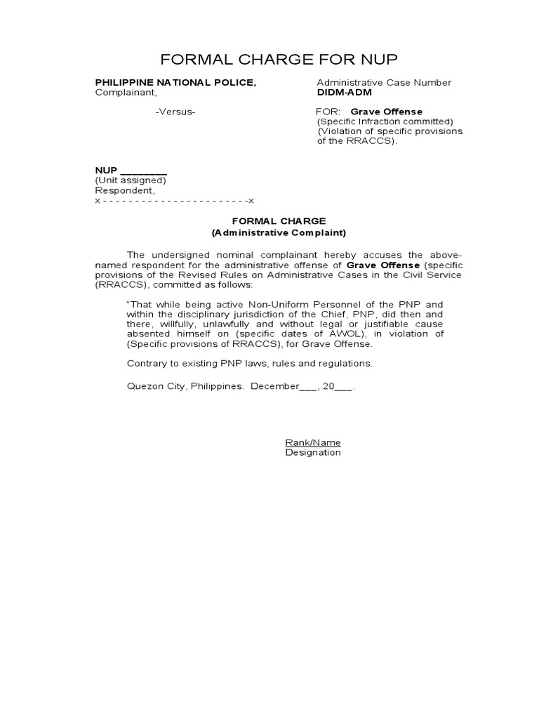 NUP FORMAL Charge and Verification | PDF | Government | Public Law