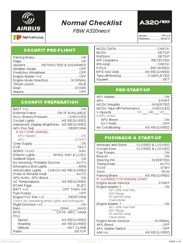 Airbus A320 - Checklist | Download Free PDF | Transponder (Aeronautics) | Flap (Aeronautics)