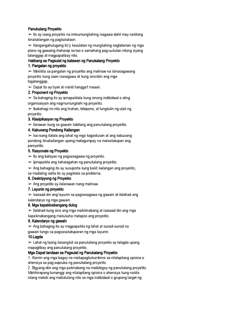 Panukulang Proyekto Handout | PDF