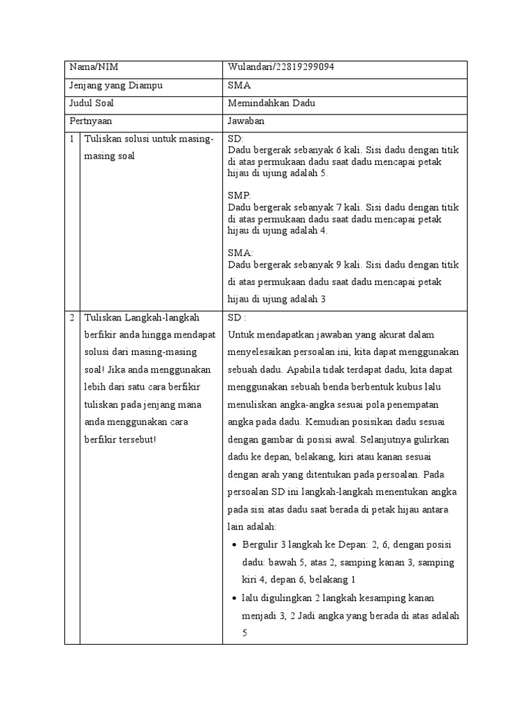 Lembar Kerja 0204 Memindahkan Dadu Topik 3 | PDF