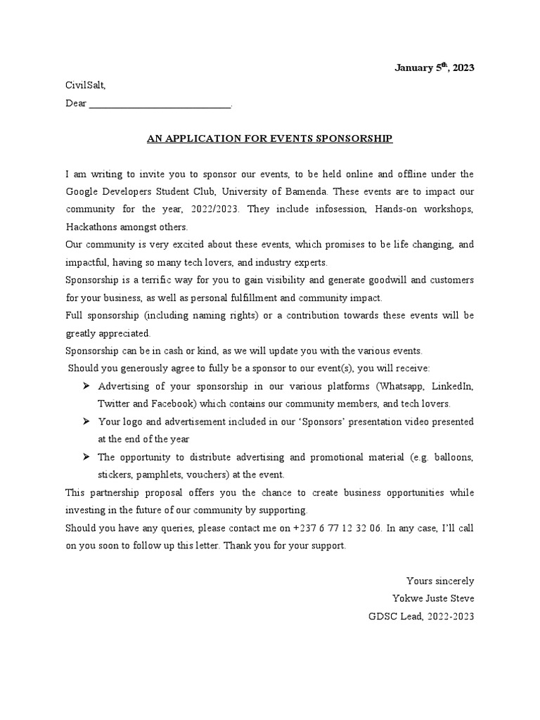 A Call for Sponsorship: Promoting Technology Events and Building ...