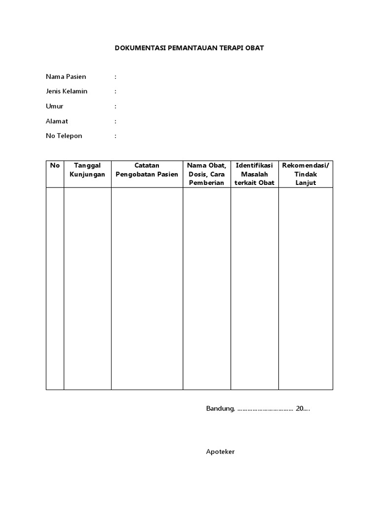 Dokumentasi Pemantauan Terapi Obat | PDF
