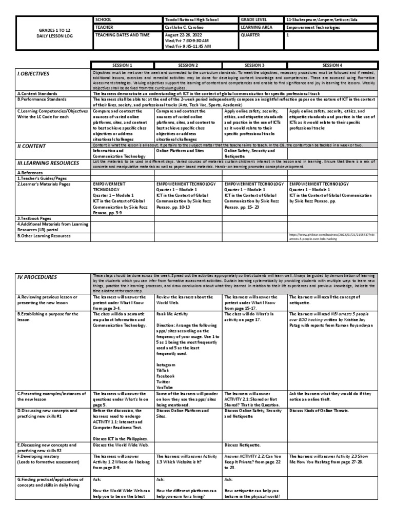 I.Objectives: Arrests-5-People-Over-Bdo-Hacking | PDF | Educational ...