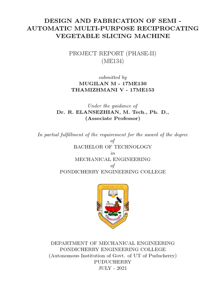 Batch20 - Final Project Report | PDF | Machines | Mechanical Engineering