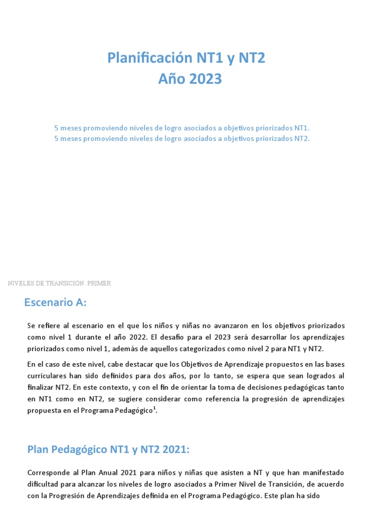 Planificación NT1 y NT2 2023 | PDF | Evaluación | Aprendizaje