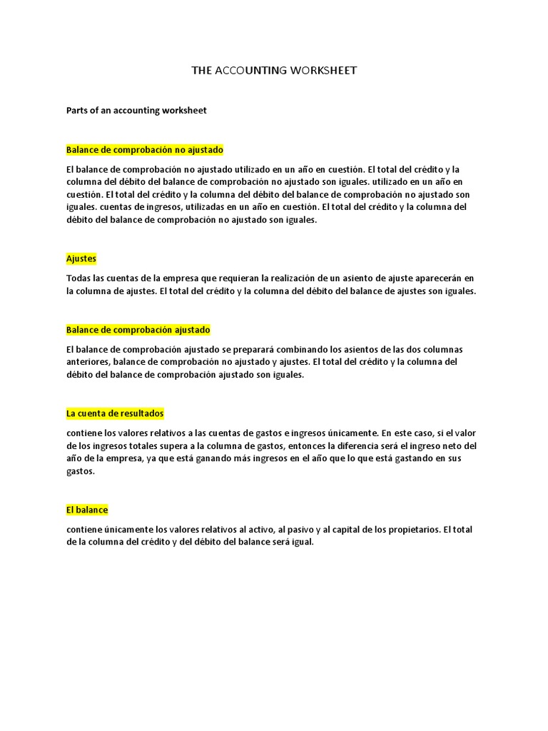 The Accounting Worksheet | PDF