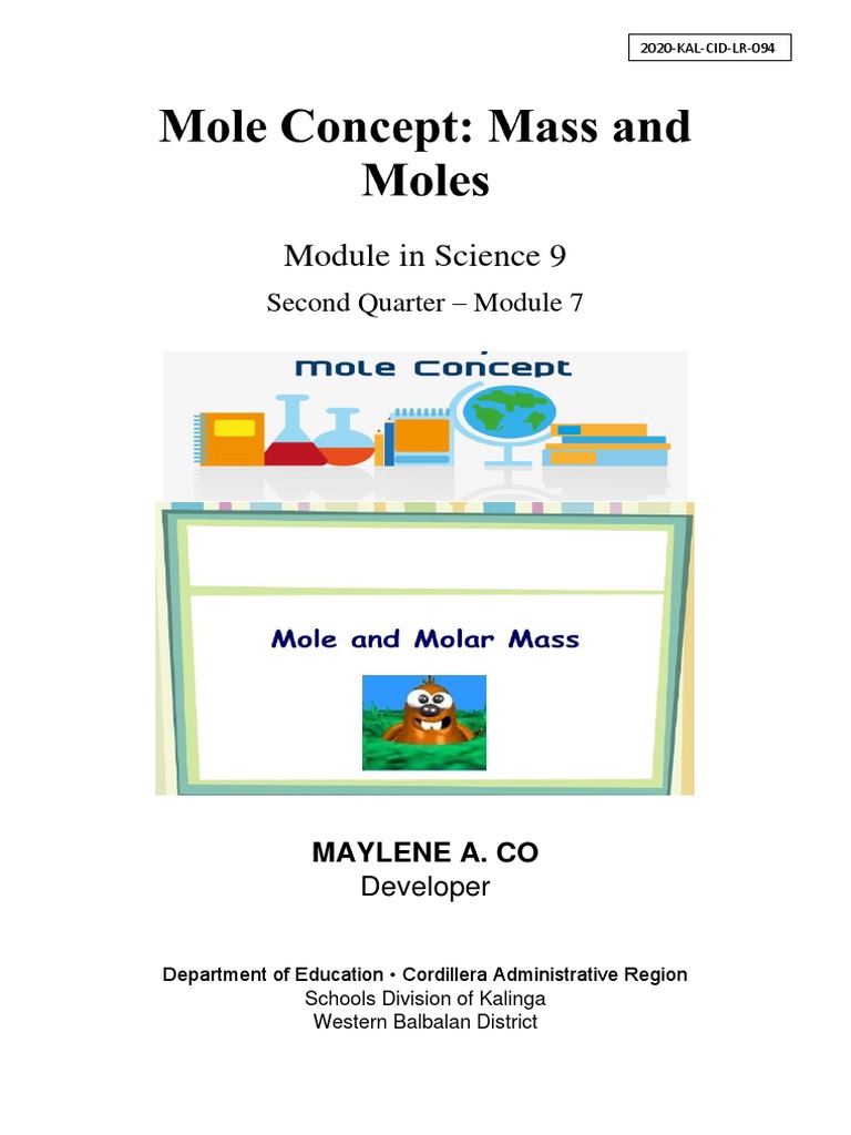 Passed 501-12-20MELCS Kalinga Mole Concept | PDF | Mole (Unit) | Molecules