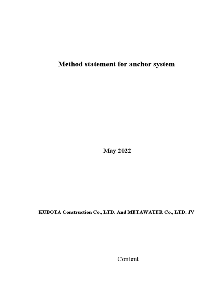 Anchor system method statement | PDF | Deep Foundation | Anchor