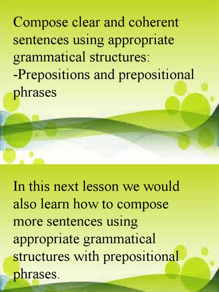 w7 Prepositional Phrases | PDF | Preposition And Postposition | Phrase
