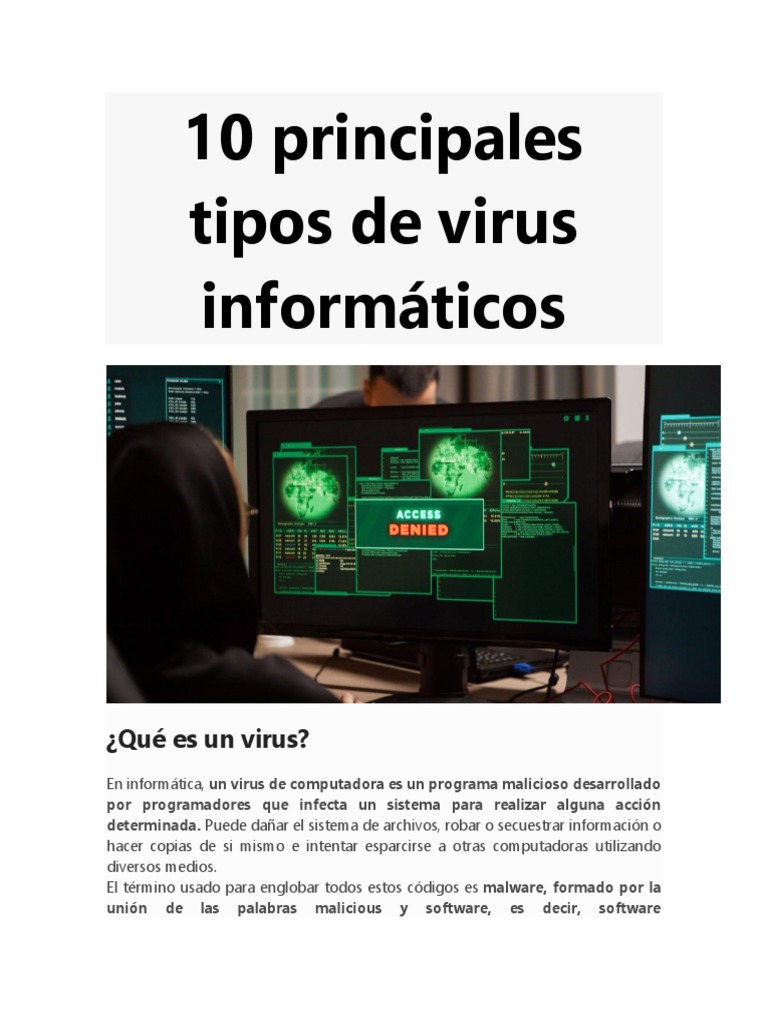 10 Principales Tipos de Virus Informáticos | PDF | Virus de computadora ...