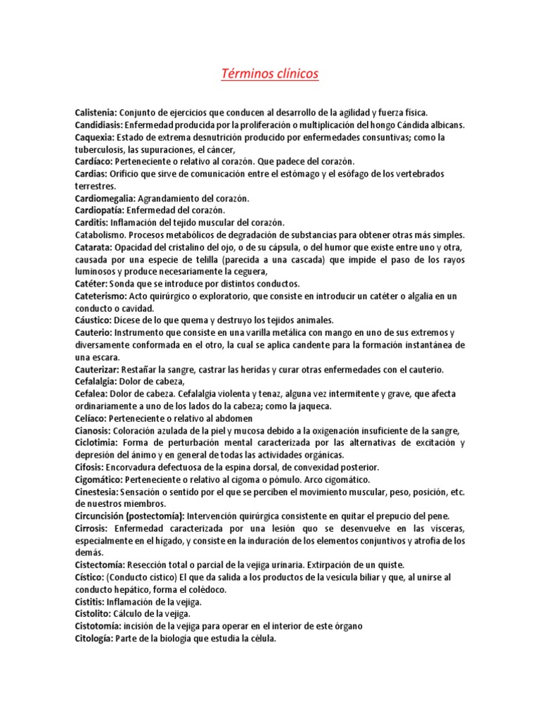 Términos clínicos, raices, abreviaturas, prefijos y sufijos | PDF ...