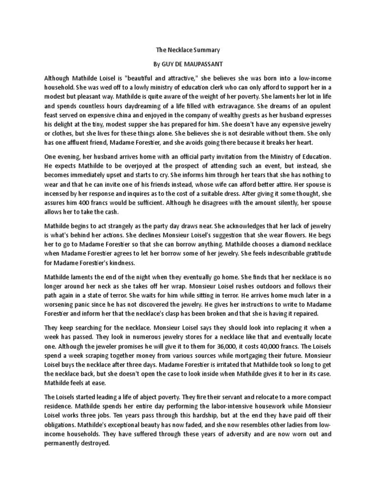Summary of The Necklace | PDF