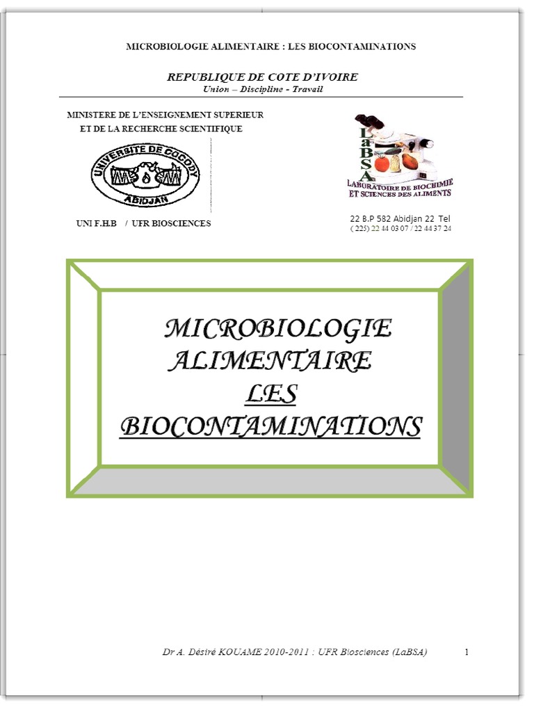 Microbiologie Alimentaire Les PDF | PDF