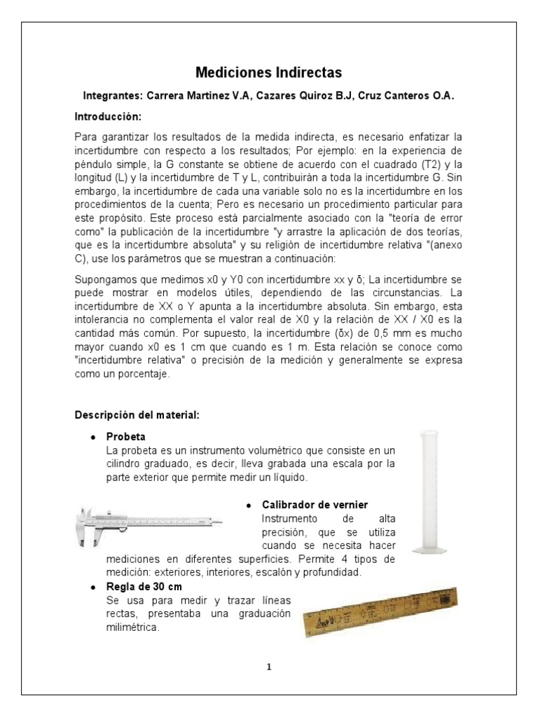 Mediciones Indirectas | PDF | Exactitud y precisión | Medición
