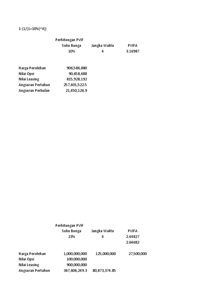 Perhitungan Nilai Leasing dan Pajak | PDF