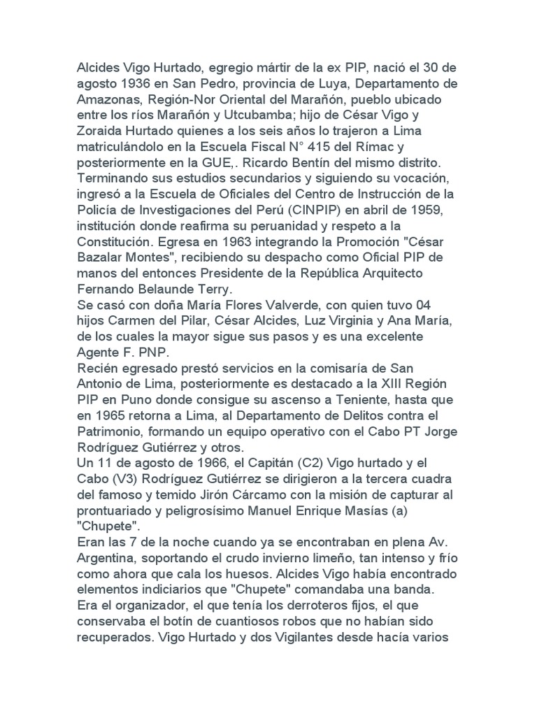 Alcides Vigo Hurtado | PDF | Cumplimiento de la ley | Crimen y violencia