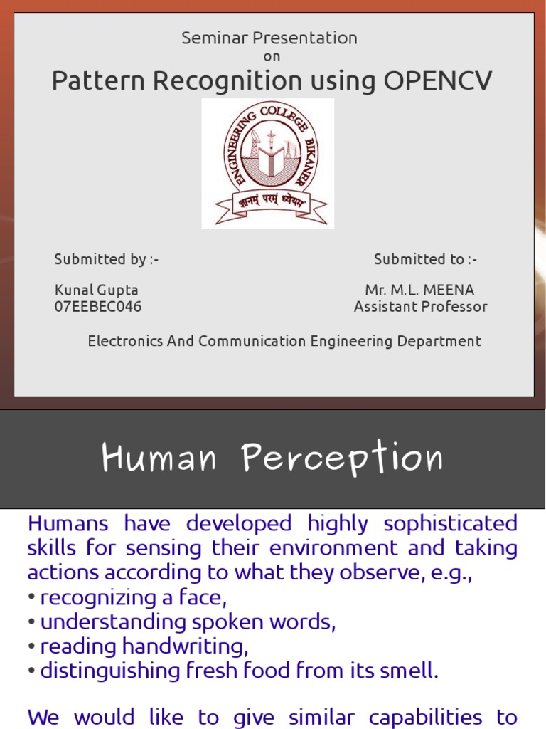 OpenCV Pattern Recognition Seminar | PDF | Biometrics | Pattern Recognition