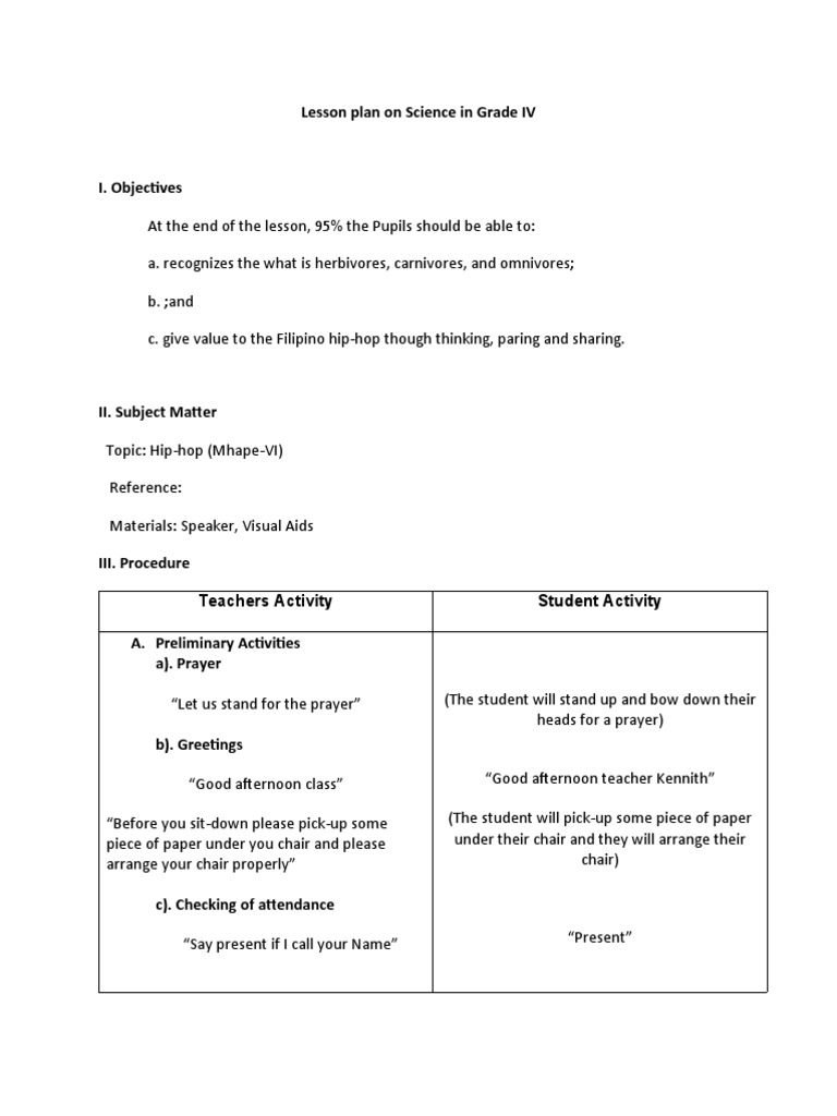 Lesson Plan Mapeh 5. HIPHOP | PDF | Hip Hop Music | Dances