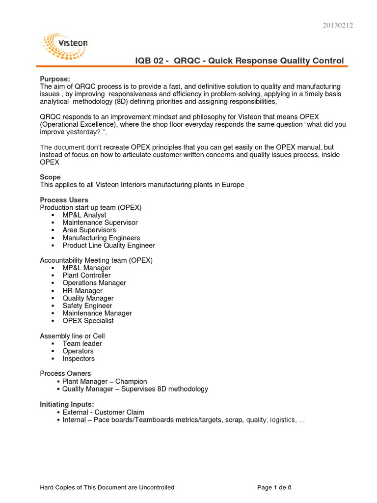 IQB 02 QRQC Quick Response Quality Control | PDF | Business