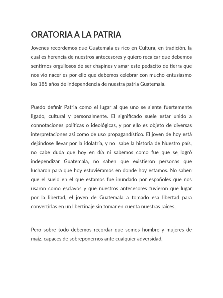 Oratoria A La Patria | PDF