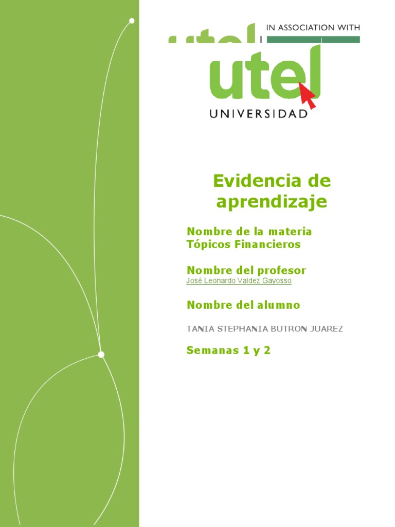Tópicos Financieros Evaluación 1 P | Descargar gratis PDF | Contabilidad | Contador
