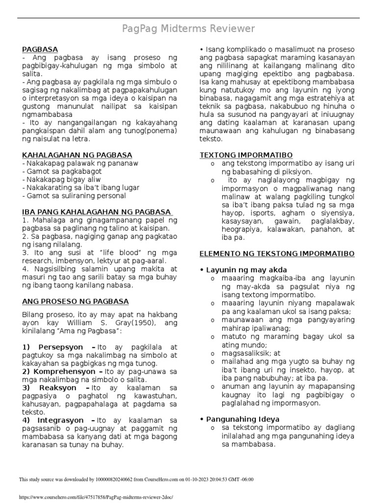 PagPag Midterms Reviewer 2 | PDF
