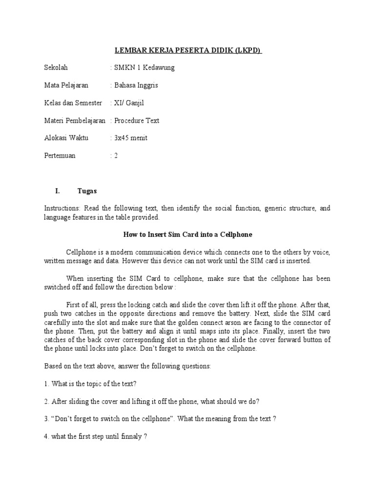LKPD 2 Procedure Text | PDF | Mobile Phones | Computer Engineering