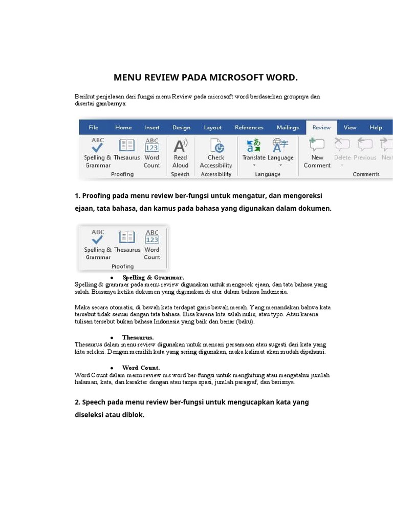 Fungsi Menu Review di Microsoft Word | PDF