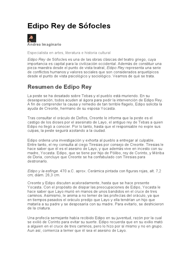 Edipo Rey de Sófocles | PDF | Edipo | Mitología tebana