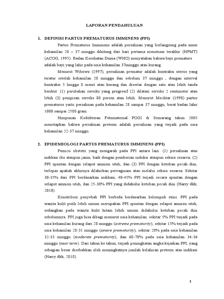 Patofisiologi Partus Prematurus Imminens | PDF | Pengembangan Diri ...