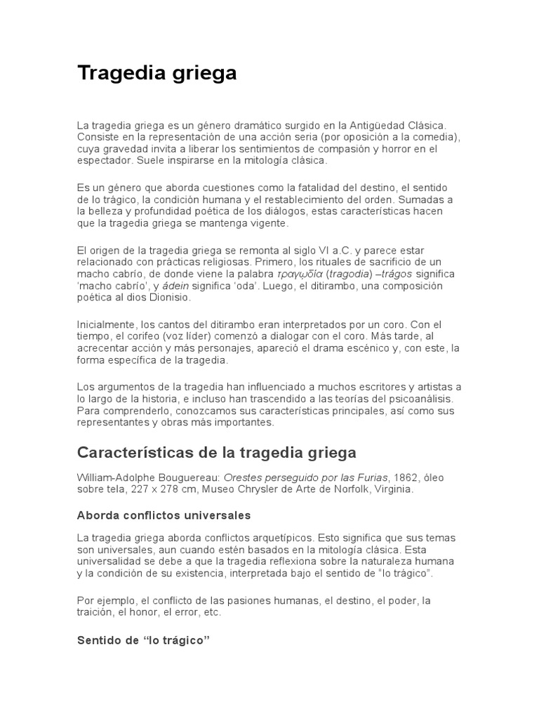 Características de la tragedia griega | PDF | Tragedia griega | Tragedia