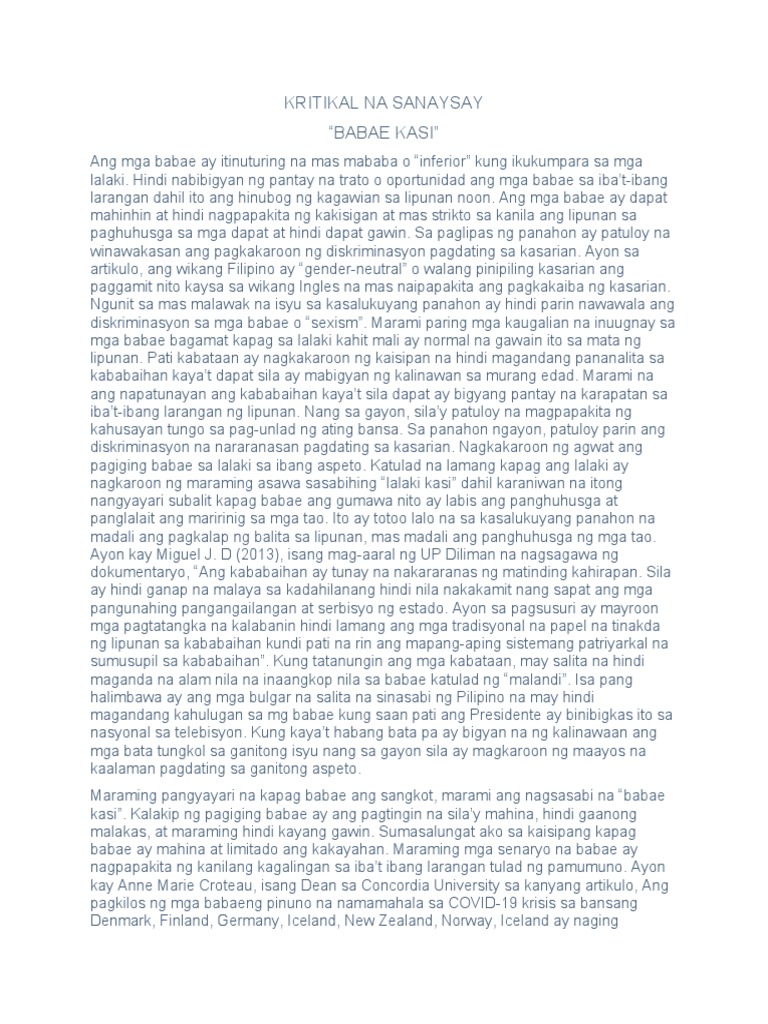 ..Kritikal Na Sanaysay | PDF