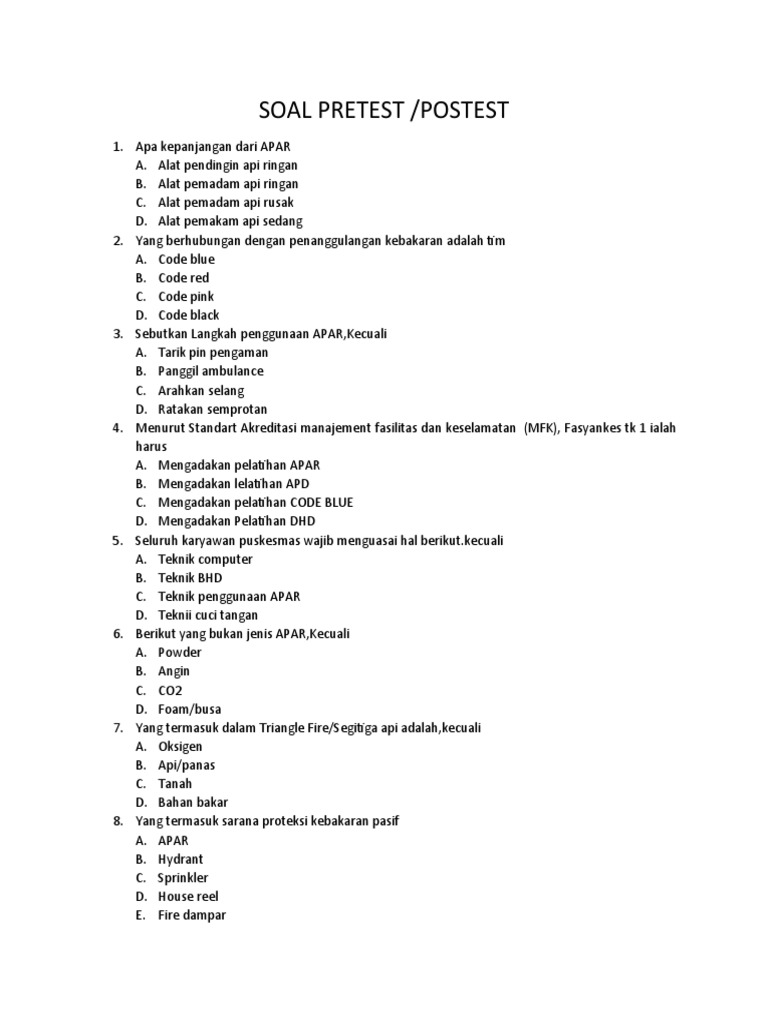 Soal Pretest Dan Post Test | PDF