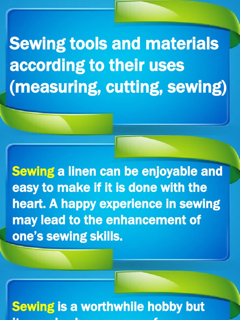 Sewing Tools and Materials According To Their Uses | PDF
