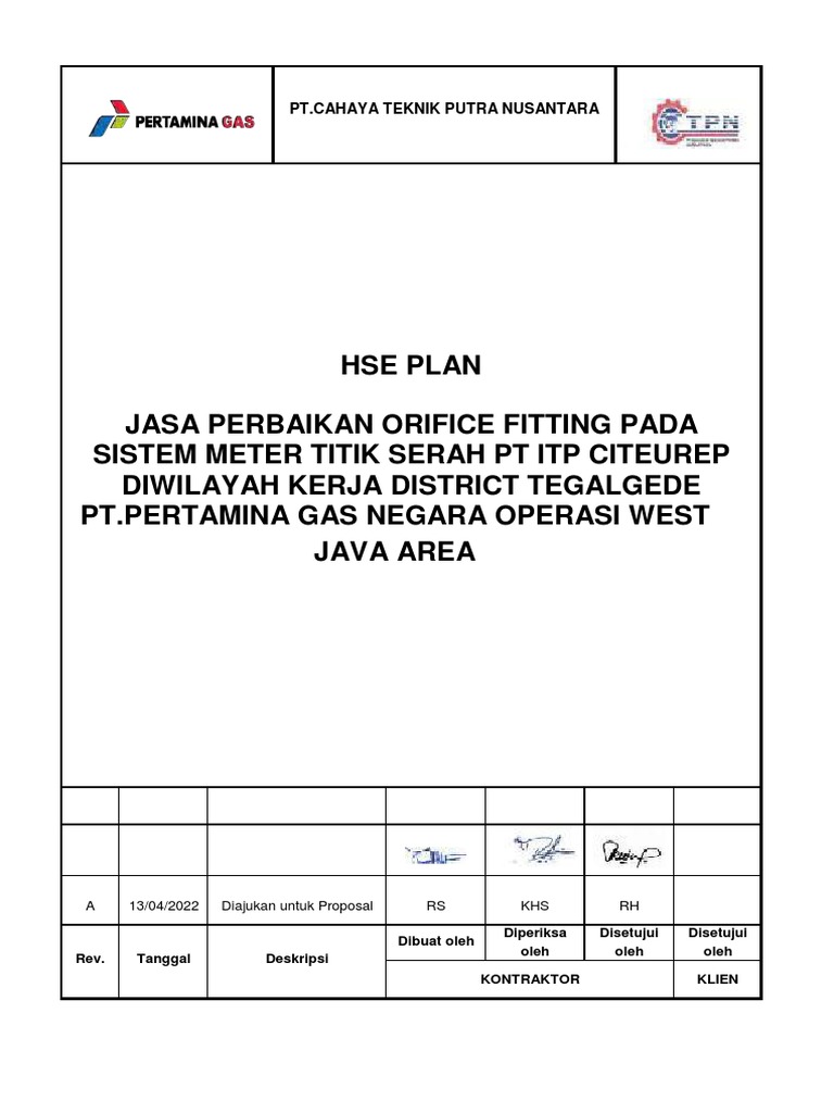 J) Hse Plan Ctpn-Itp 3 Aug 2022 | PDF