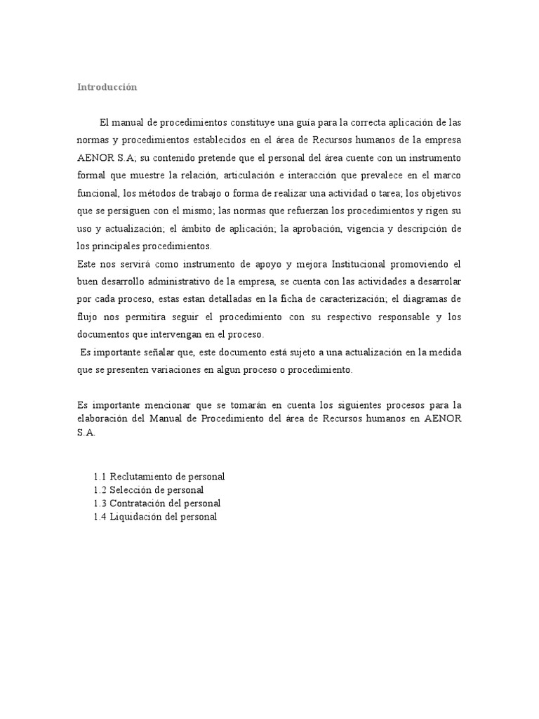Introducción Corregida Manual Procedimientos | PDF | Negocios
