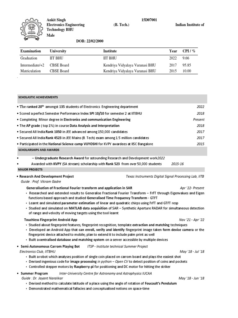Scholastic Achievements | PDF | Computer Science | Electrical Engineering