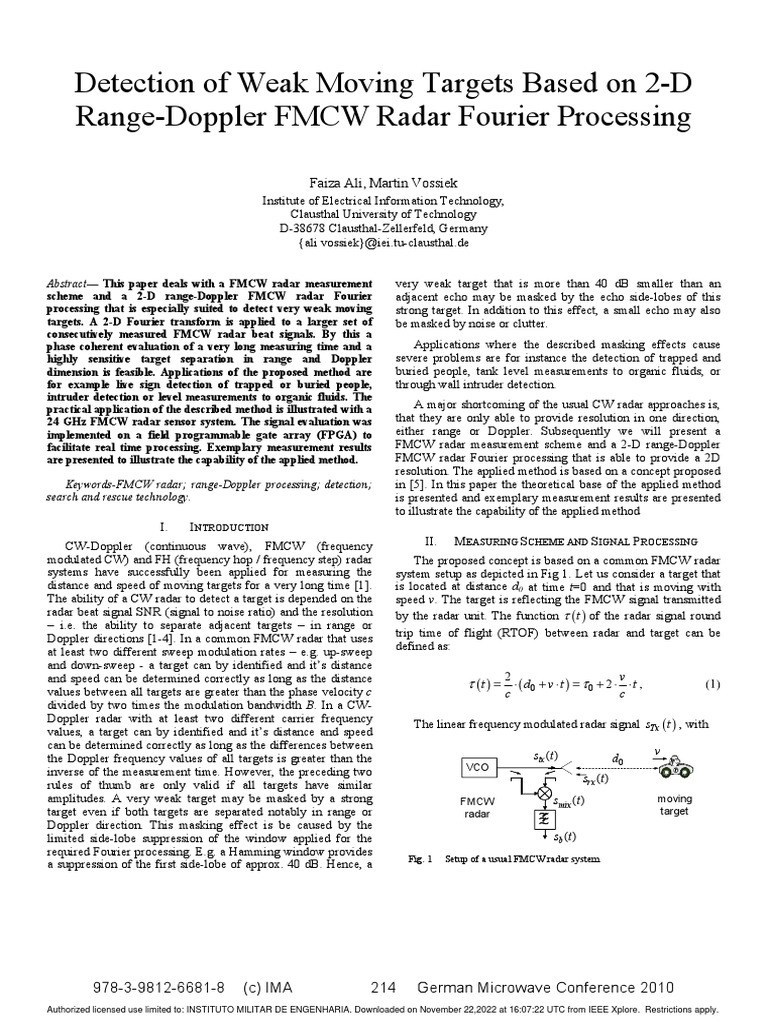 1-Detection of Weak Moving Targets Based On 2-D Range-Doppler FMCW ...