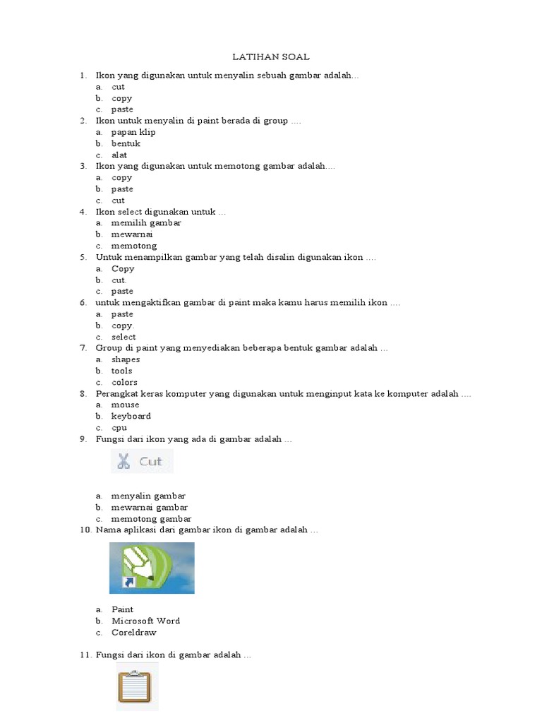 Soal PTS Tik Kelas 3 SD | PDF