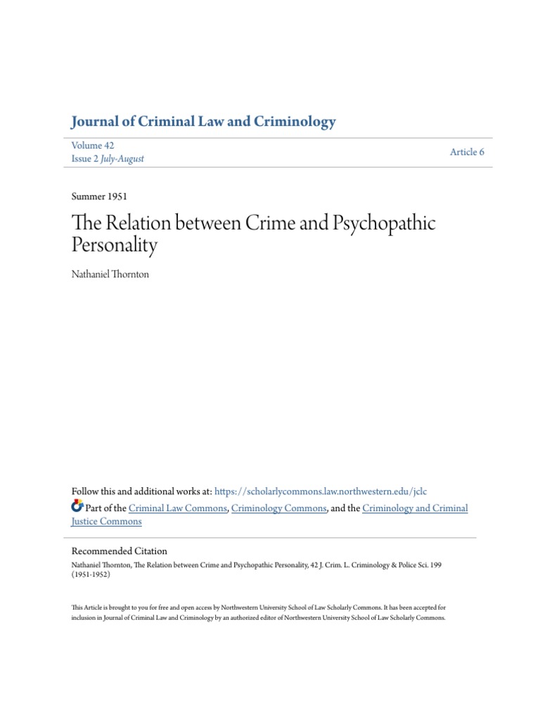 The Relation Between Crime and Psychopathic Personality | PDF ...