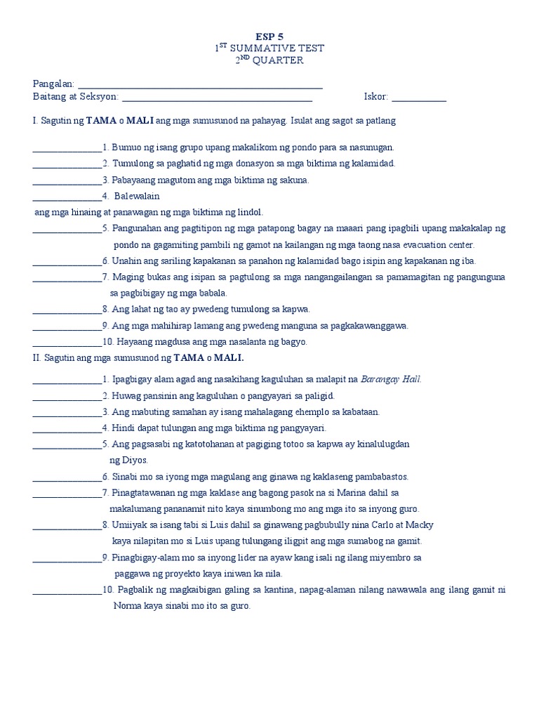 ESP5 - Q2-SM1 Week 1-3 | PDF