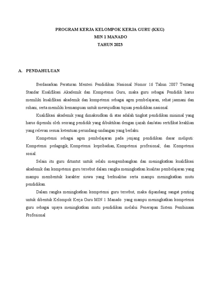 Program Kerja Kkg Pdf