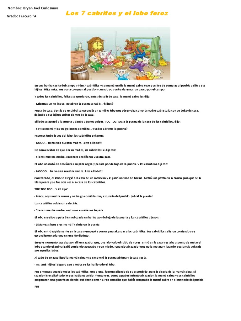 Los 7 cabritillos y el lobo feroz | PDF
