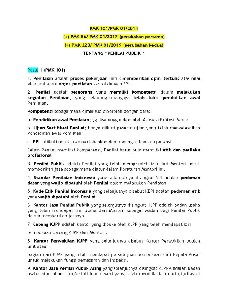 Rangkuman PMK 101,56, 228 | PDF