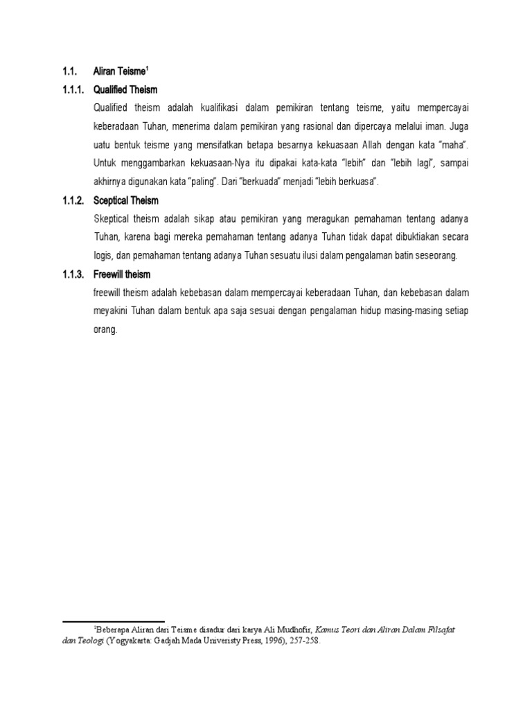 Aliran-aliran dalam Teisme | PDF