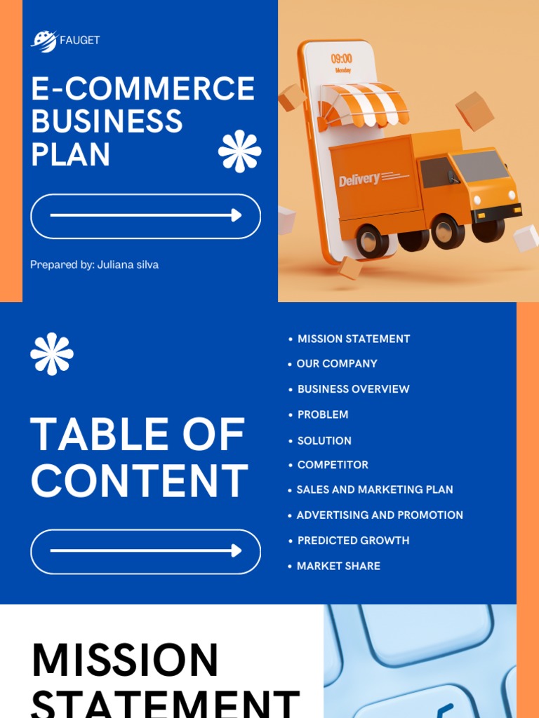 Blue and Orange Modern E-Commerce Business Plan Presentation | PDF