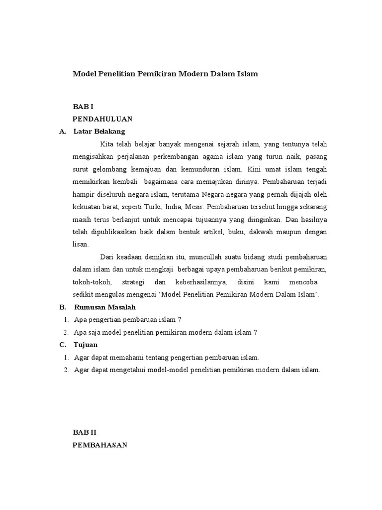 Model Penelitian Pemikiran Modern Dalam Islam | PDF