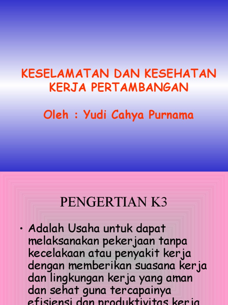 Dasar-Dasar K3 Pertambangan | PDF