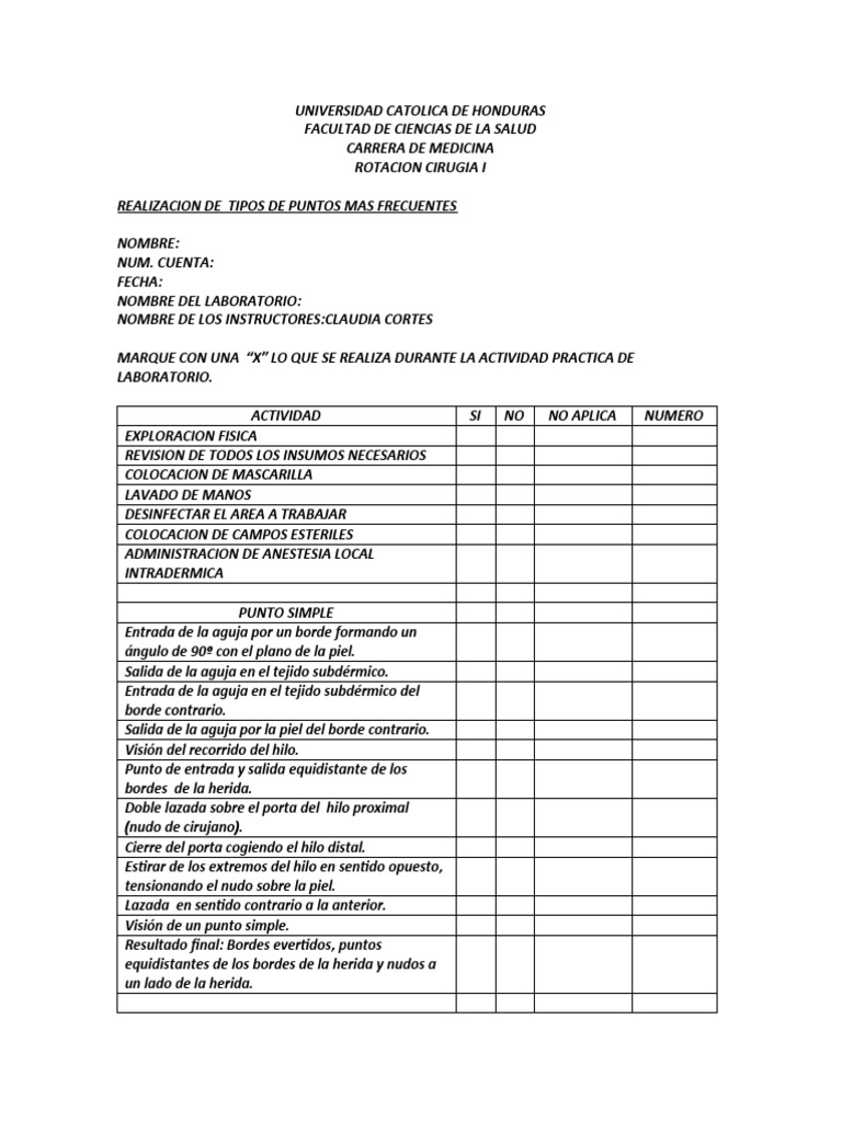 Lista de Verificacion de Realizacion de Puntos para Estudiante | PDF ...